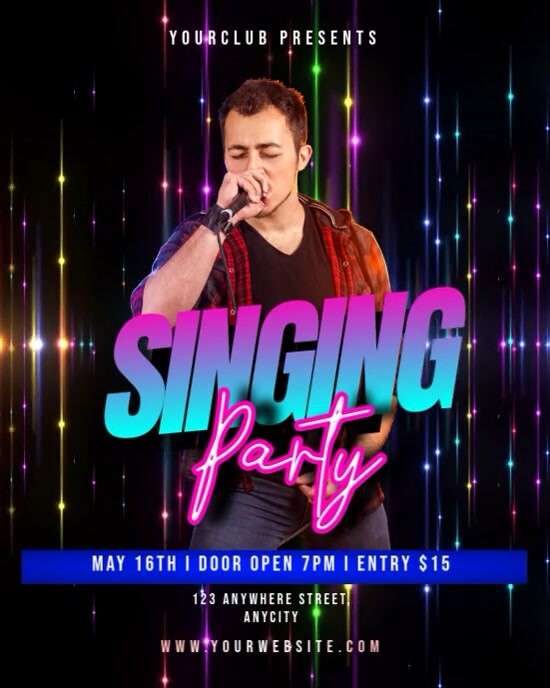 Black Neon Singing Party Instagram Portrait Template | PosterMyWall