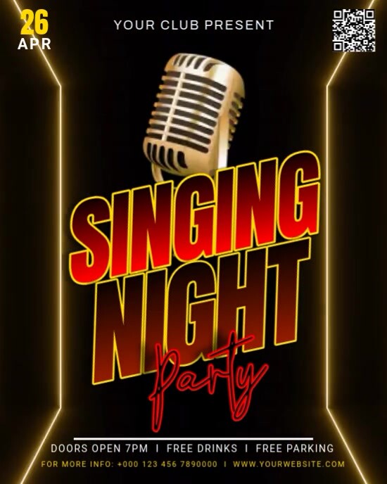 Black Neon Singing Party Instagram Portrait Template | PosterMyWall