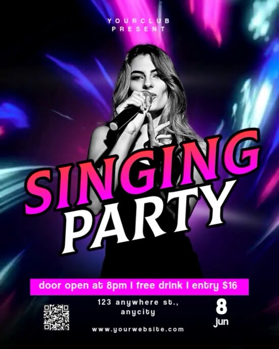 Modèle Black Neon Singing Party Instagram Portrait | PosterMyWall