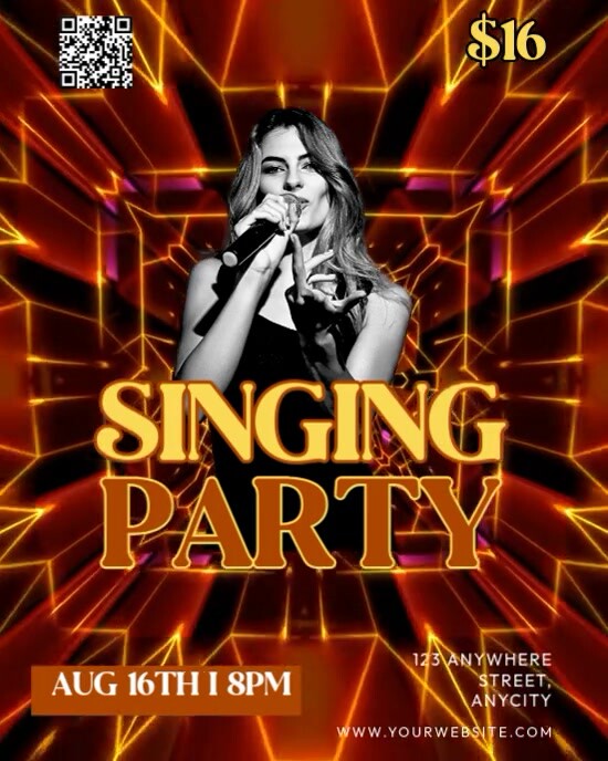 Black Neon Singing Party Instagram Portrait Templat | PosterMyWall