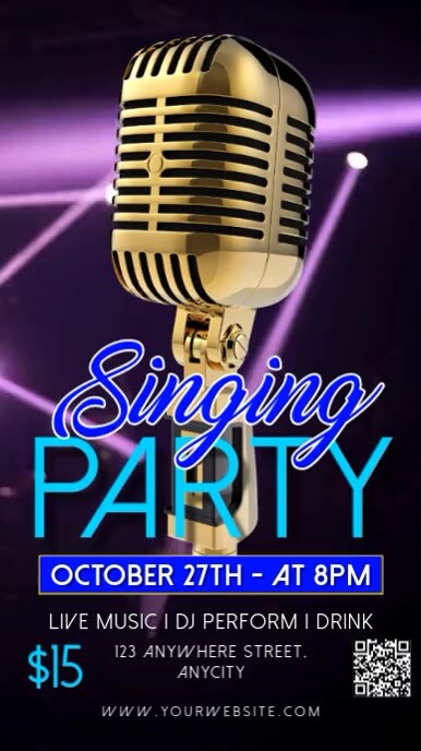 Black Neon Singing Party Instagram Reel Template | PosterMyWall