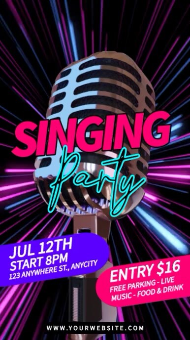 Black Neon Singing Party Instagram Story Template | PosterMyWall