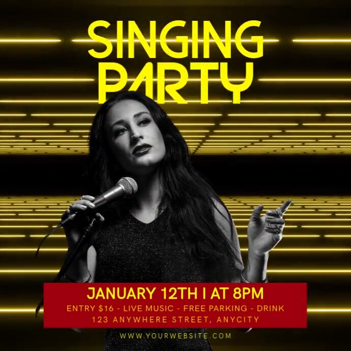 Black Neon Singing Party Pos Instagram Template | PosterMyWall