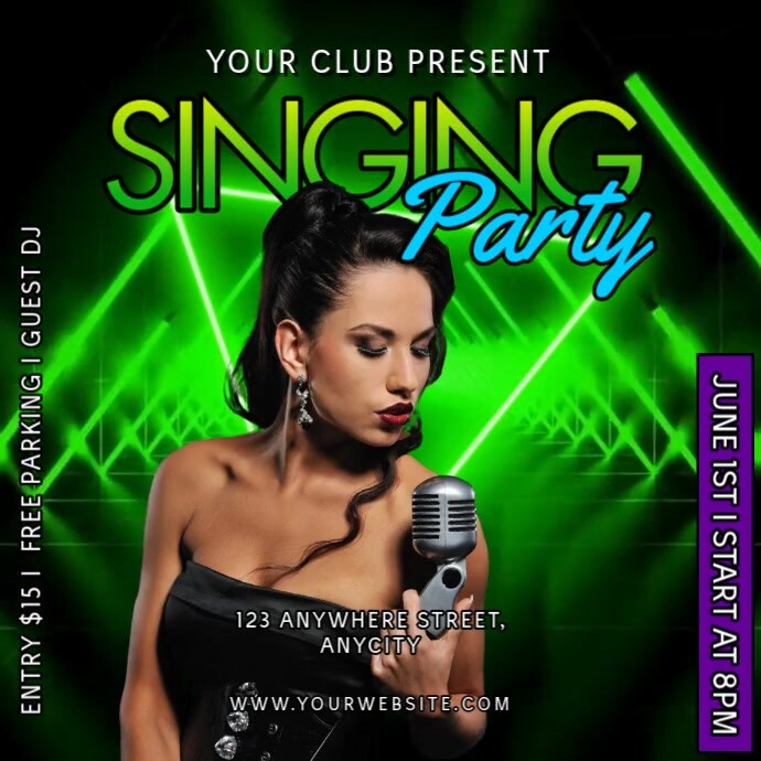 Black Neon Singing Party Pos Instagram Template | PosterMyWall