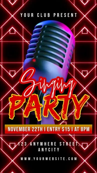 Black Neon Singing Party Reel Instagram Template | PosterMyWall