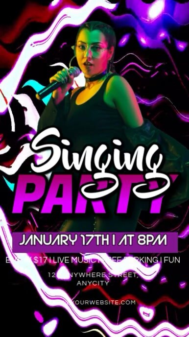 Black Neon Singing Party Reel Instagram Template | PosterMyWall