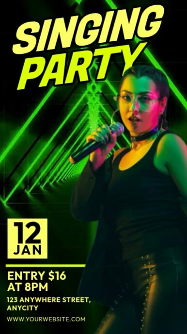 Black Neon Singing Party Reel Instagram Template | PosterMyWall