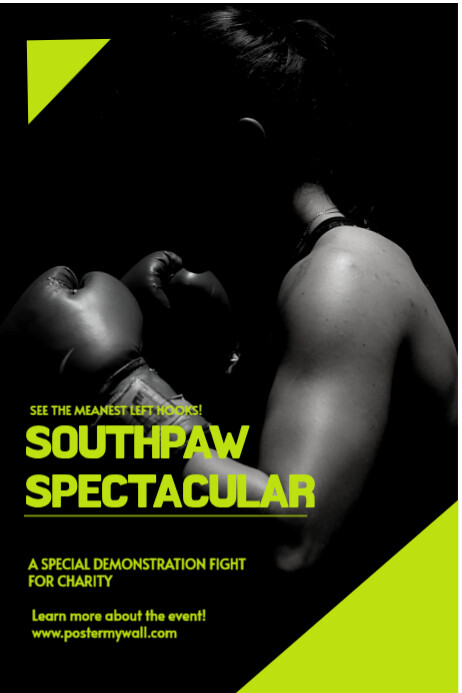 Black Neon Southpaw Spectacular Boxing Poster Template Poster ...
