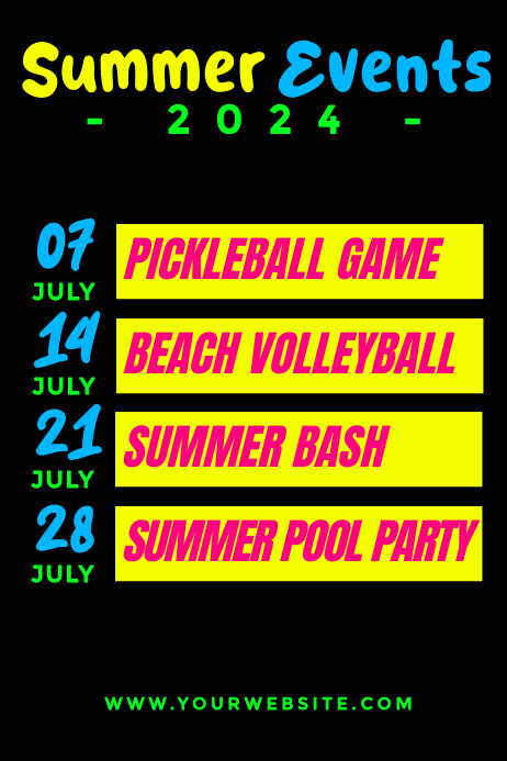 Black Neon Summer Events Poster Template | PosterMyWall