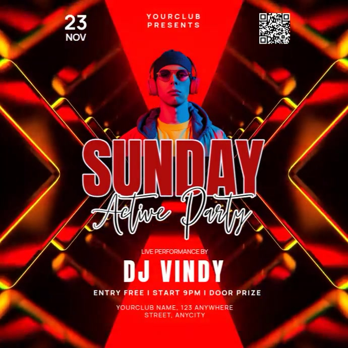 Black Neon Sunday Active Party Pos Instagram Template | PosterMyWall