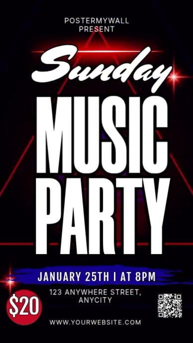 Black Neon Sunday Music Party Reel Instagram Template | PosterMyWall