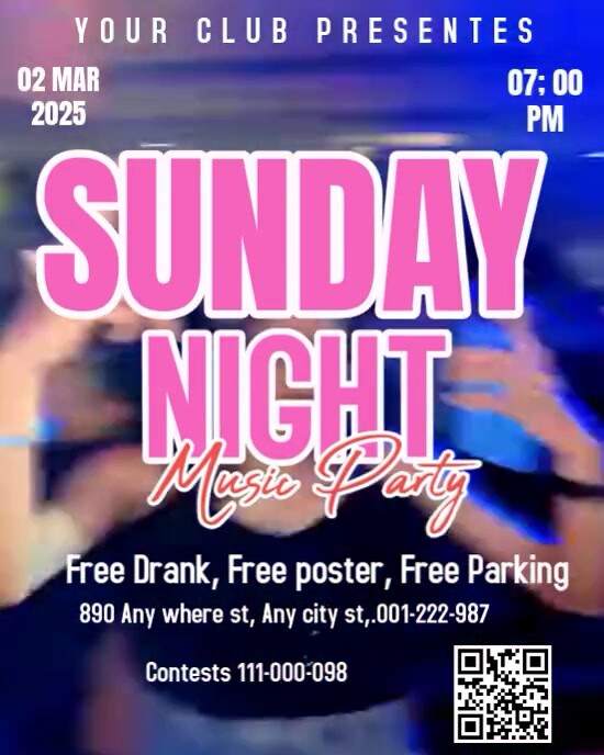 Copy of Black Neon Sunday Night Music Party Instagram Portrait ...
