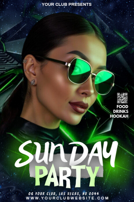 Black Neon Sunday Party Poster Template | PosterMyWall