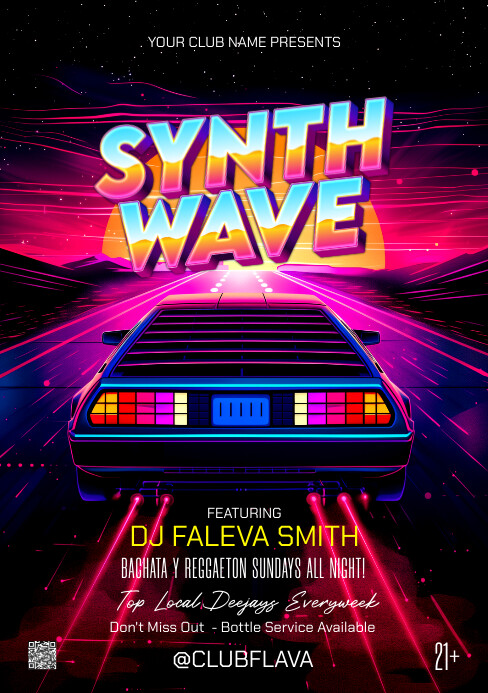 Plantilla de Black Neon Synthwave A5 | PosterMyWall