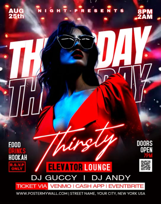 Black Neon Takeover Thursday Night Club Flyer Poster/wallboard Template ...