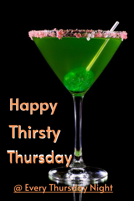 Black Neon Thirsty Thursday Poster Template | PosterMyWall