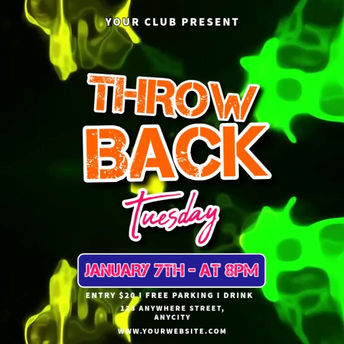 Black Neon Throw Back Tuesday Pos Instagram Template | PosterMyWall