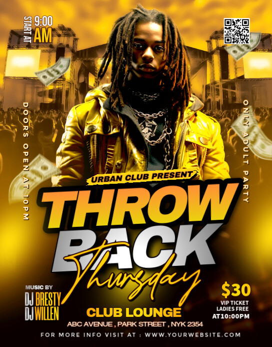 Copy of Black Neon Throwback Thursday Party Poster/wallboard | PosterMyWall