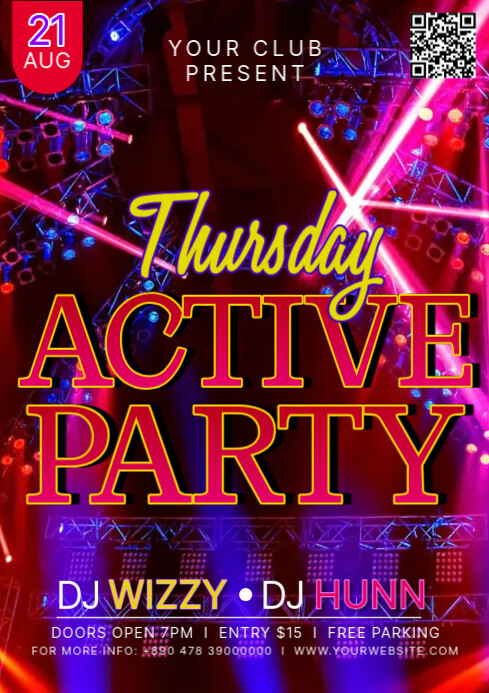Copy of Black Neon Thursday Active Party A4 | PosterMyWall