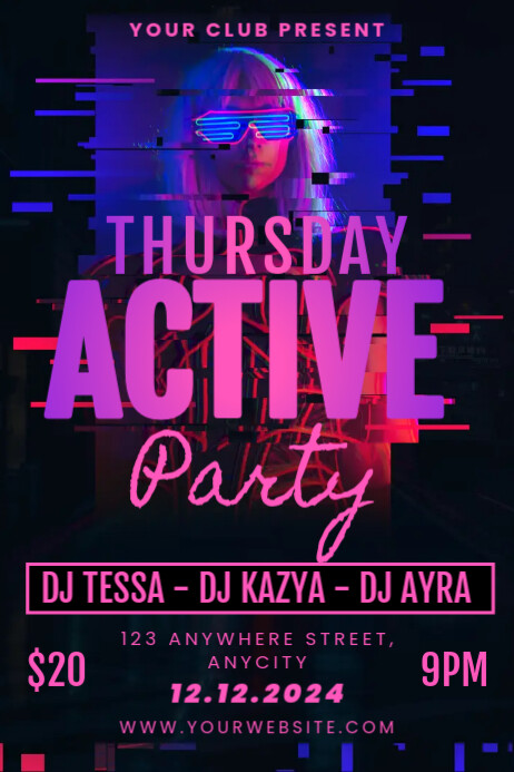 Copy of Black Neon Thursday Active Party Poster | PosterMyWall