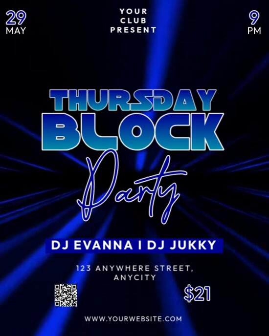Copy of Black Neon Thursday Block Party Instagram Portrait | PosterMyWall