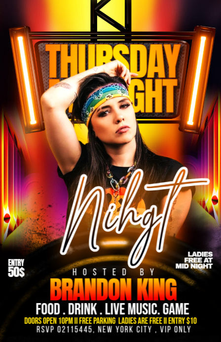 Copy of Black Neon Thursday Midnight Club Dj Party Tabloid | PosterMyWall