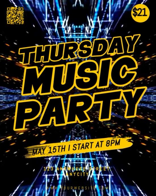 Plantilla de Black Neon Thursday Music Party Instagram Portrait ...