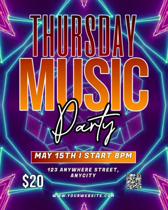 Copy of Black Neon Thursday Music Party Instagram Portrait | PosterMyWall