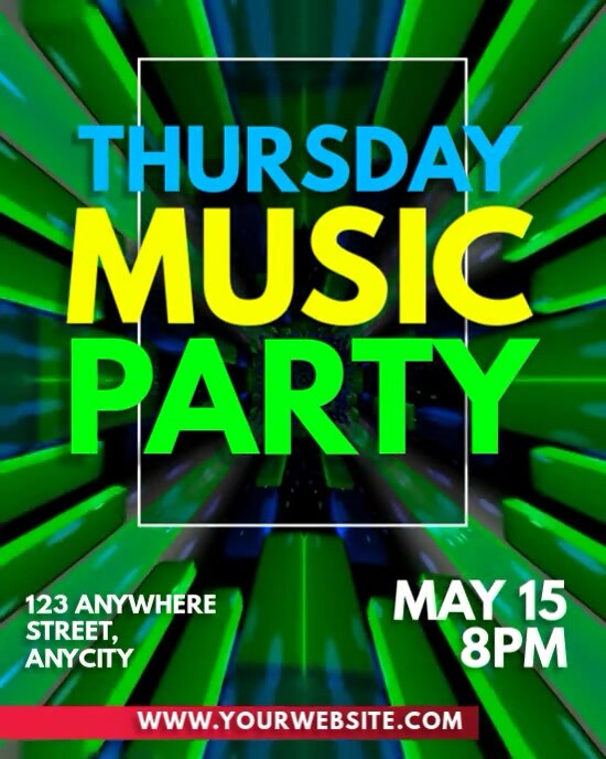 Black Neon Thursday Music Party Instagram Portrait Template | PosterMyWall