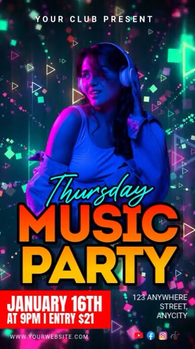 Copy of Black Neon Thursday Music Party Reel Instagram | PosterMyWall