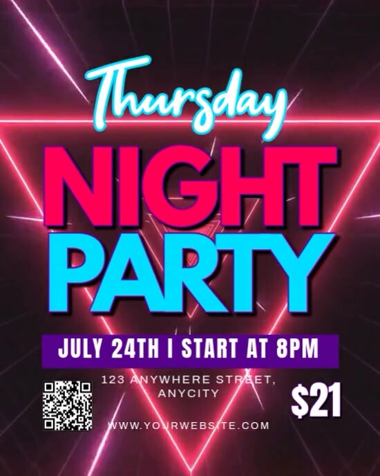 Copy of Black Neon Thursday Night Party Instagram Portrait | PosterMyWall