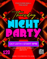 Black Neon Thursday Night Party Instagram Portrait Template | PosterMyWall