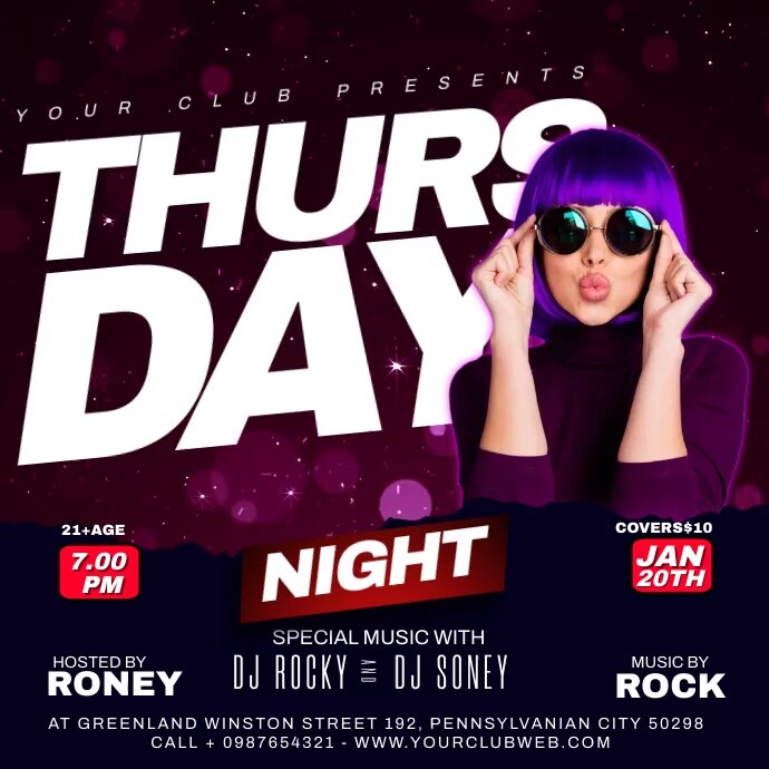 Black Neon Thursday Night Party Instagram Pos Templat | PosterMyWall