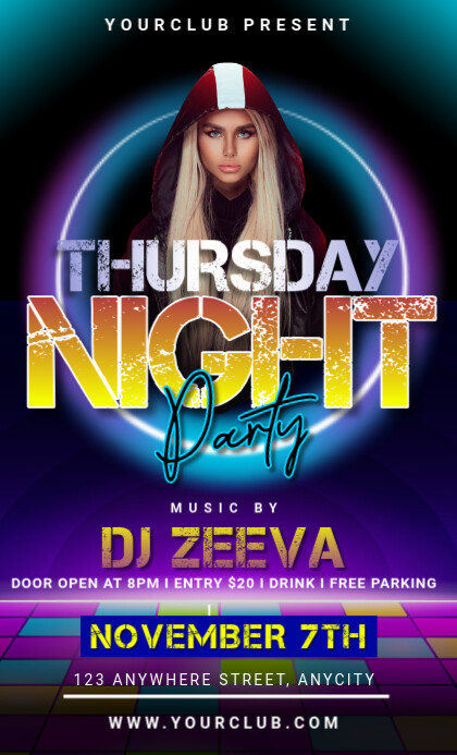 Black Neon Thursday Night Party Legal As Template | PosterMyWall