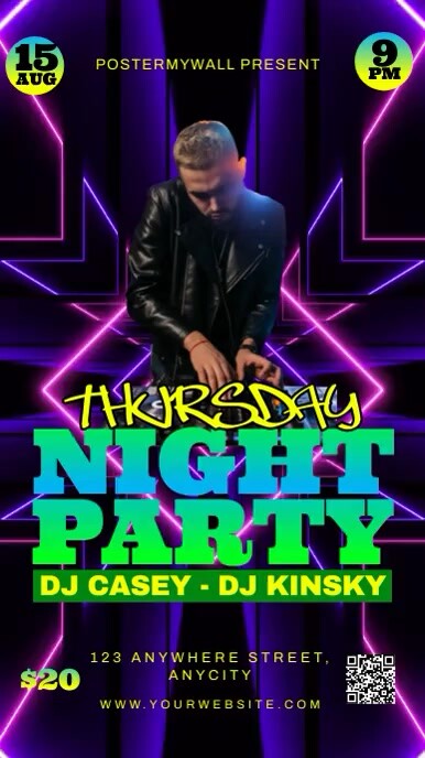 Black Neon Thursday Night Party Reel Instagra Template | PosterMyWall