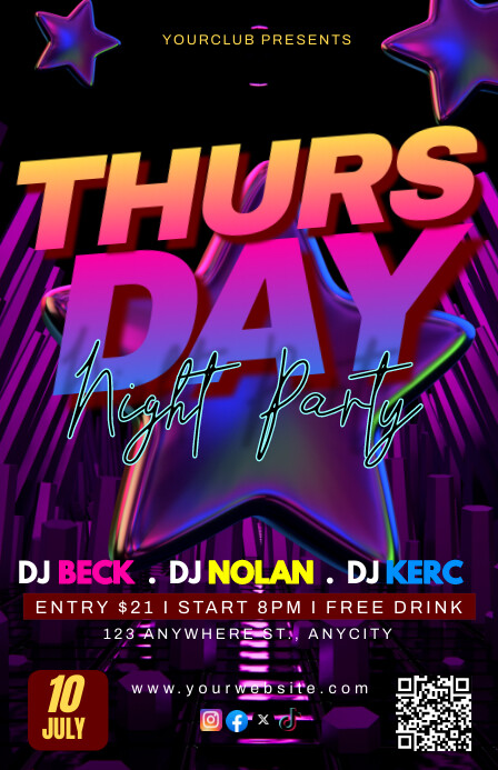 Copy of Black Neon Thursday Night Party Tabloid | PosterMyWall