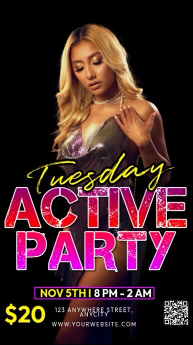 Copy of Black Neon Tuesday Active Party Reel Instagram | PosterMyWall