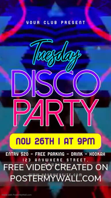 Plantilla de Black Neon Tuesday Disco Party Reel Instagram | PosterMyWall