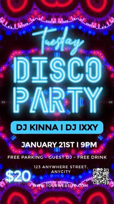 Copy of Black Neon Tuesday Disco Party Reel Instagram | PosterMyWall