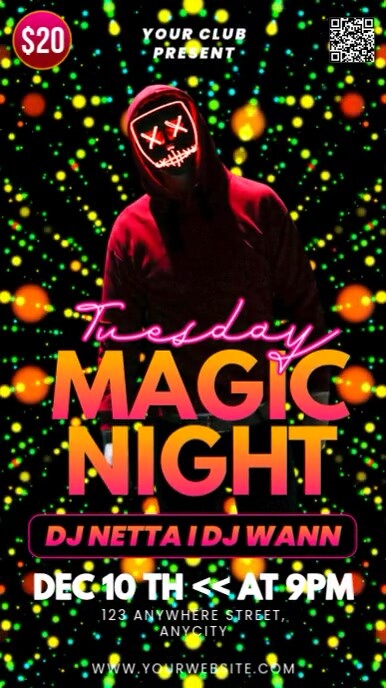 Copy of Black Neon Tuesday Magic Night Reel Instagram | PosterMyWall