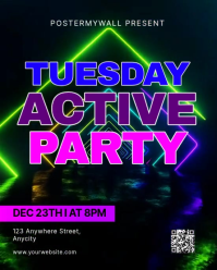 Black Neon Tuesday Music Party Instagram Portrait Template | PosterMyWall