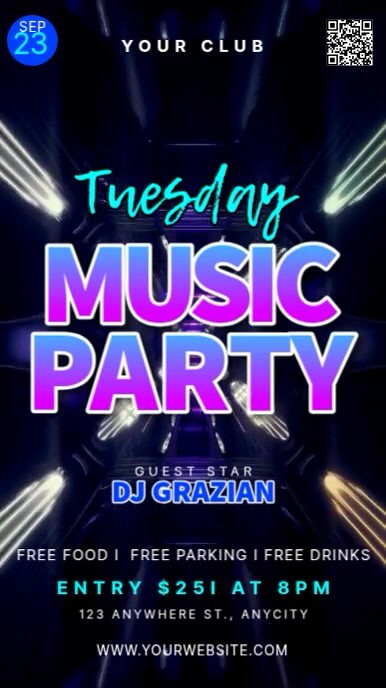 Black Neon Tuesday Music Party Reel Instagram Template | PosterMyWall