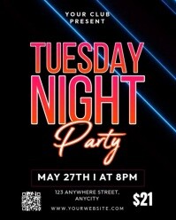 Black Neon Tuesday Night Party Instagram Portrait Template | PosterMyWall