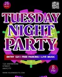 Black Neon Tuesday Night Party Instagram Portrait Template | PosterMyWall