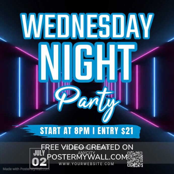 Black Neon Tuesday Night Party Instagram Post Template | PosterMyWall