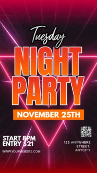 Neon Tuesday Night Party Reel Instagram Template | PosterMyWall