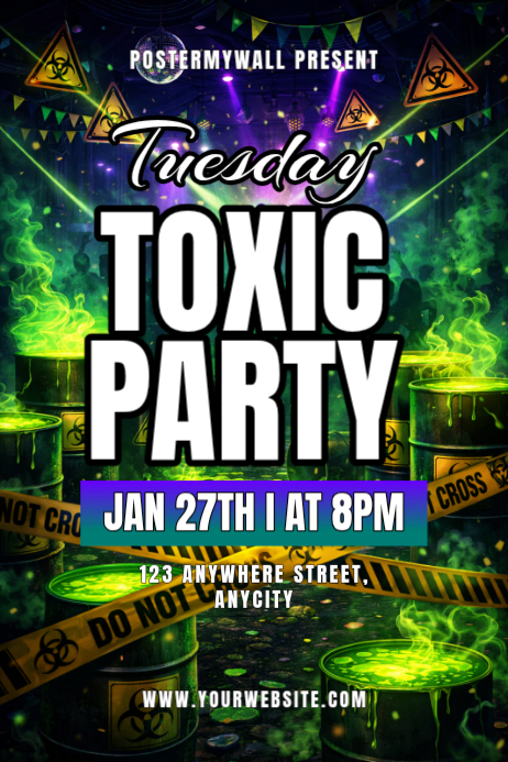 Black Neon Tuesday Toxic Party Poster Template | PosterMyWall
