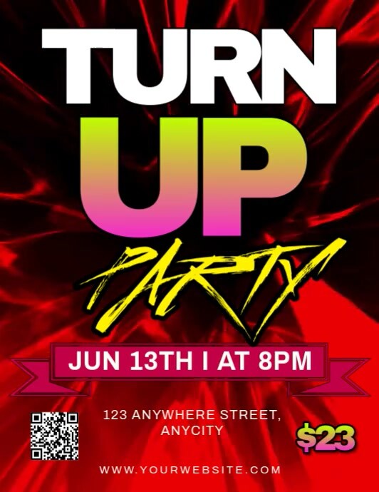 Copy of Black Neon Turn Up Friday Pamflet (letter As) | PosterMyWall