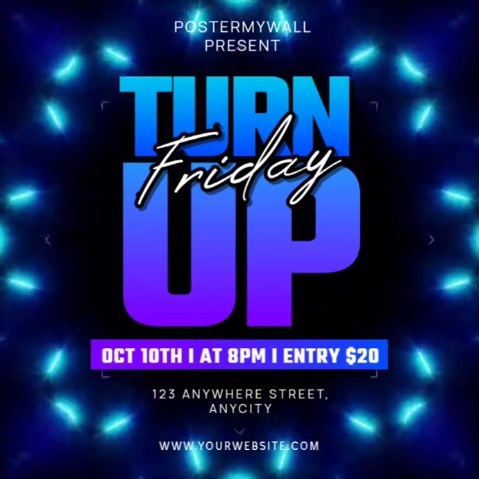 Plantilla de Black Neon Turn Up Friday Pos Instagram | PosterMyWall