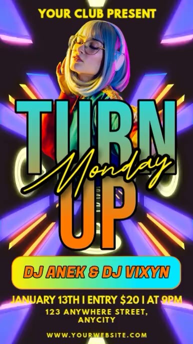 Copy of Black Neon Turn Up Monday Reel Instagram | PosterMyWall
